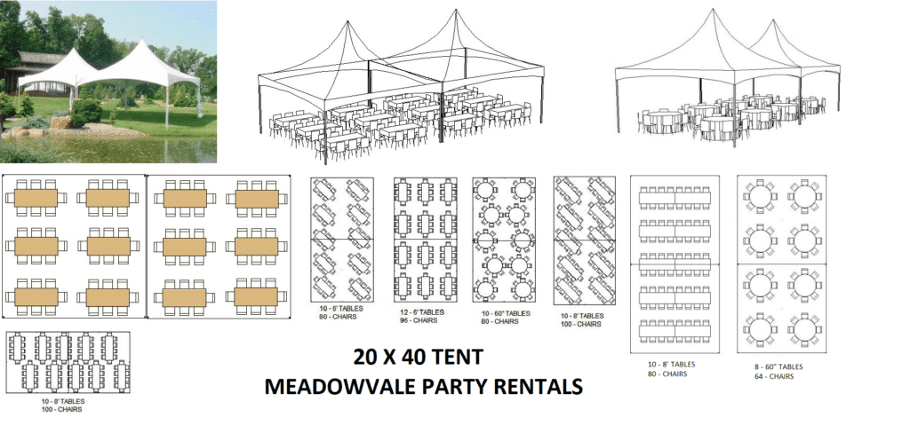 20X40 Layout and Seating - Meadowvale Party Rentals